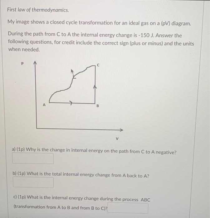 Solved First law of thermodynamics. My image shows a closed | Chegg.com