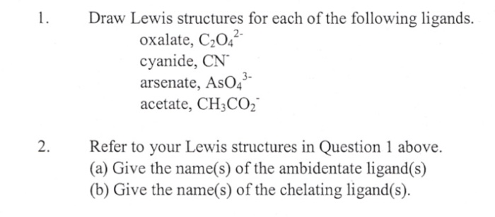 Solved Draw Lewis structures for each of the following | Chegg.com