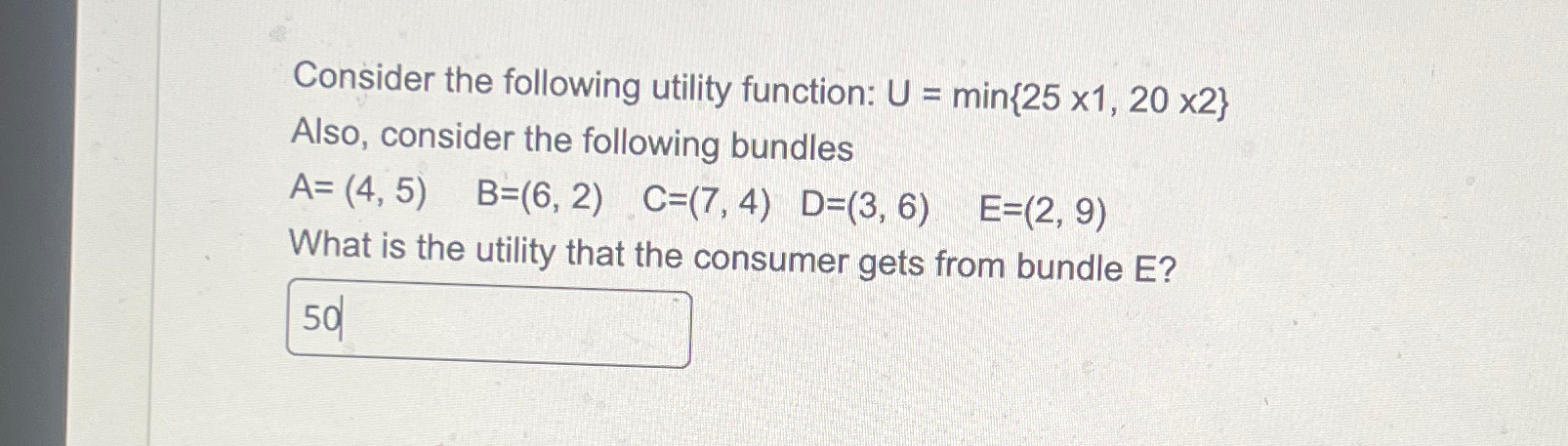 Solved Consider the following utility function: | Chegg.com