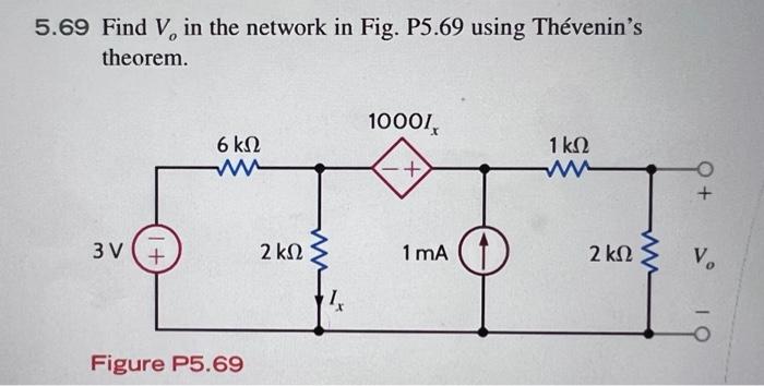 Solved 5.69 Find Vo in the network in Fig. P5.69 using | Chegg.com