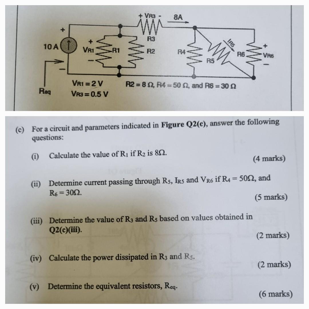 Solved (c) For a circuit and parameters indicated in Figure | Chegg.com