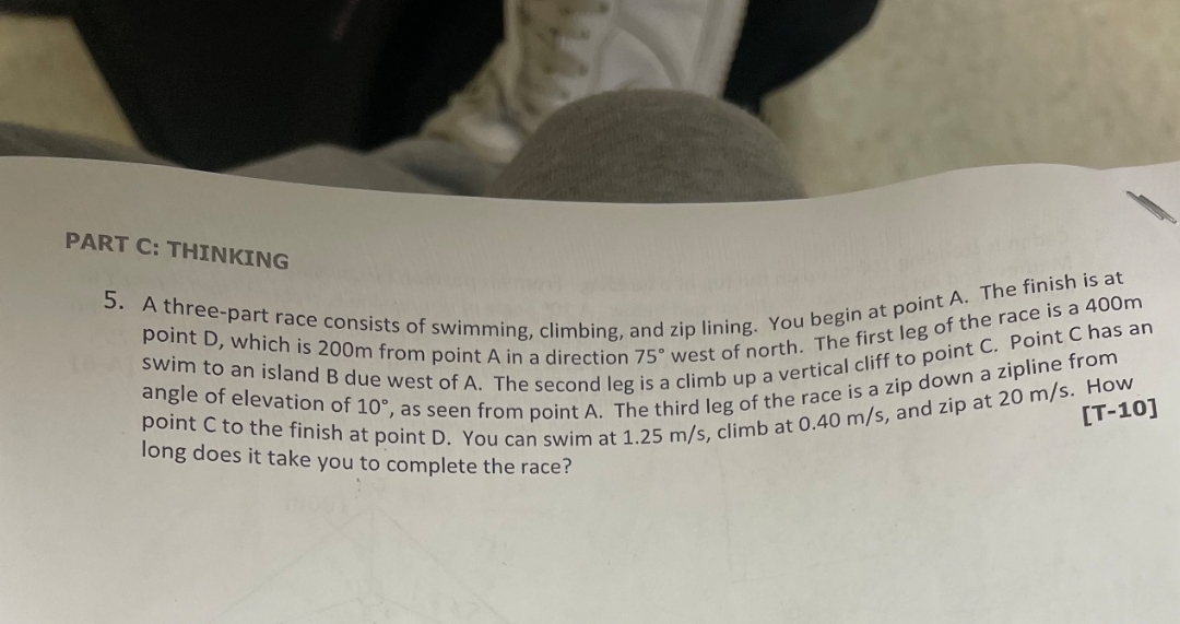 Solved PART C: THINKING5. ﻿race consists of swimming, | Chegg.com