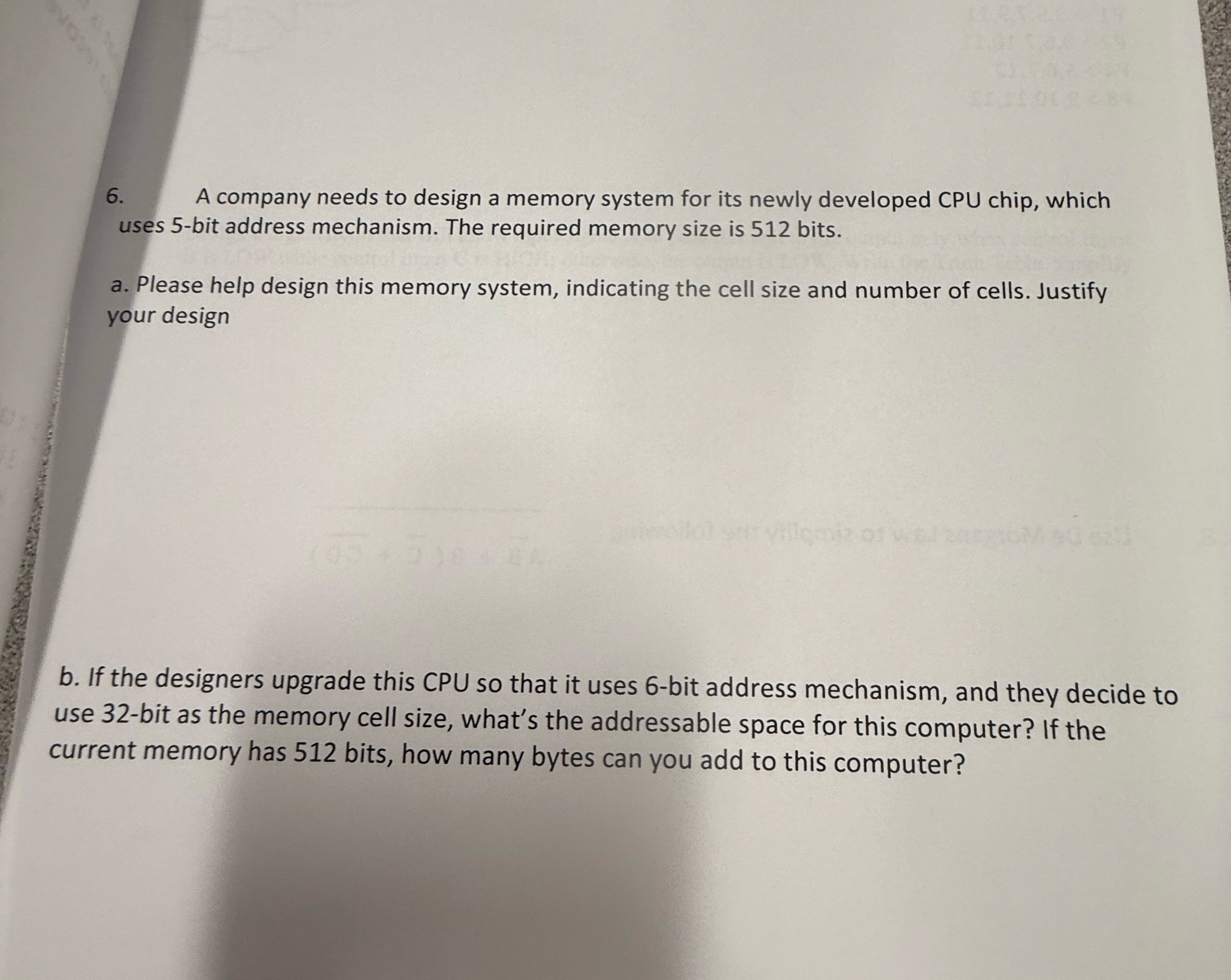 Solved A company needs to design a memory system for its | Chegg.com
