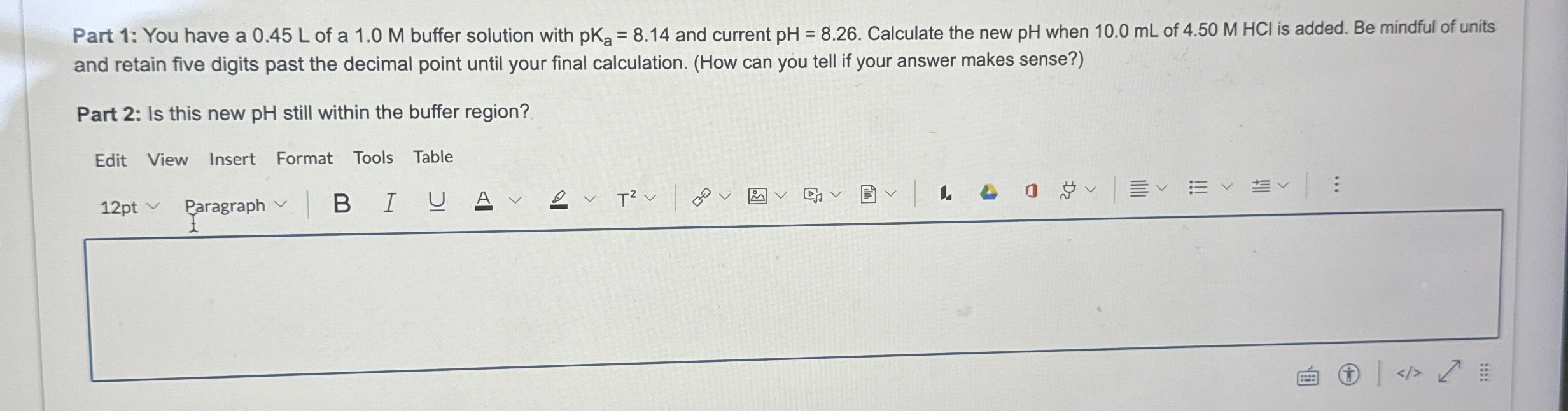 Solved Part 1: You have a 0.45 ﻿L of a 1.0 ﻿M buffer | Chegg.com