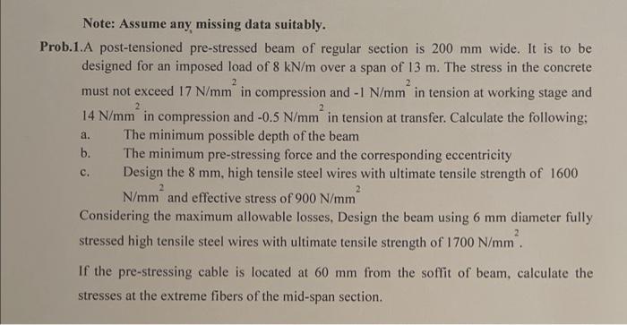 Solved Note: Assume any missing data suitably. Prob.1.A | Chegg.com