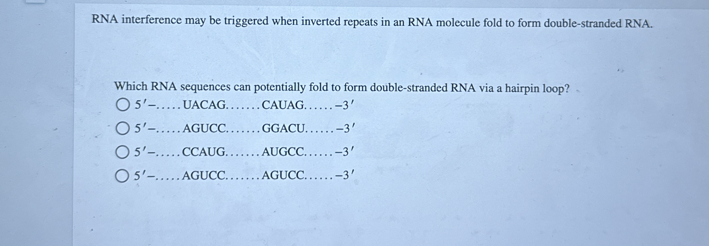 Solved RNA interference may be triggered when inverted | Chegg.com