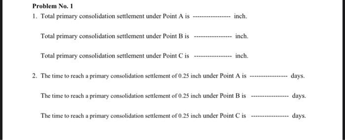 Solved Problem No. 1 1. Total primary consolidation | Chegg.com