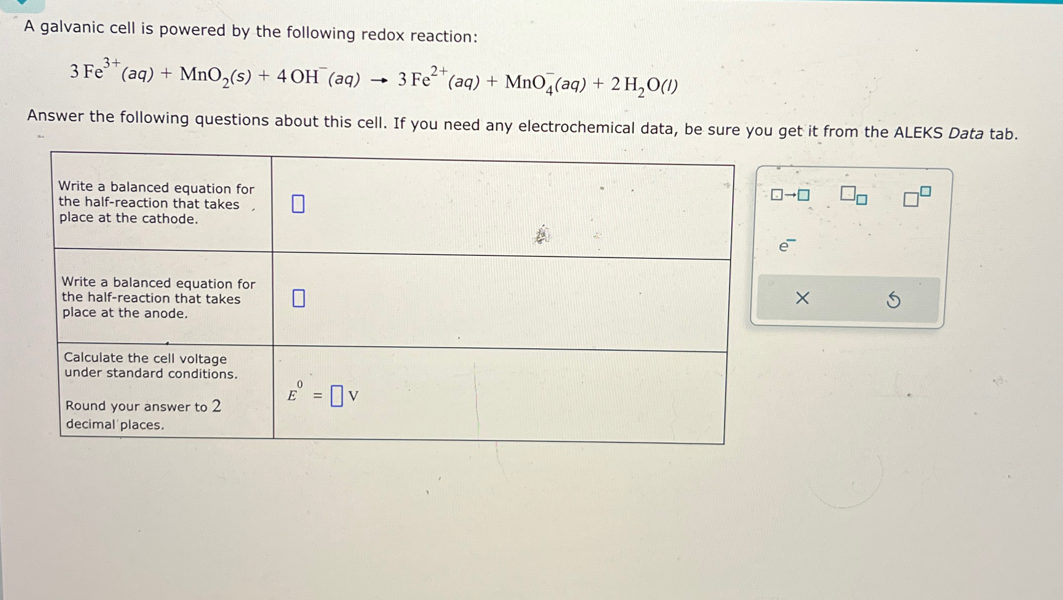 Solved A galvanic cell is powered by the following redox | Chegg.com