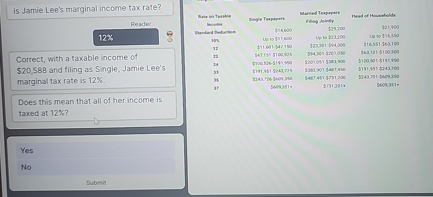Solved is Jamie Lee's marginal income tax | Chegg.com