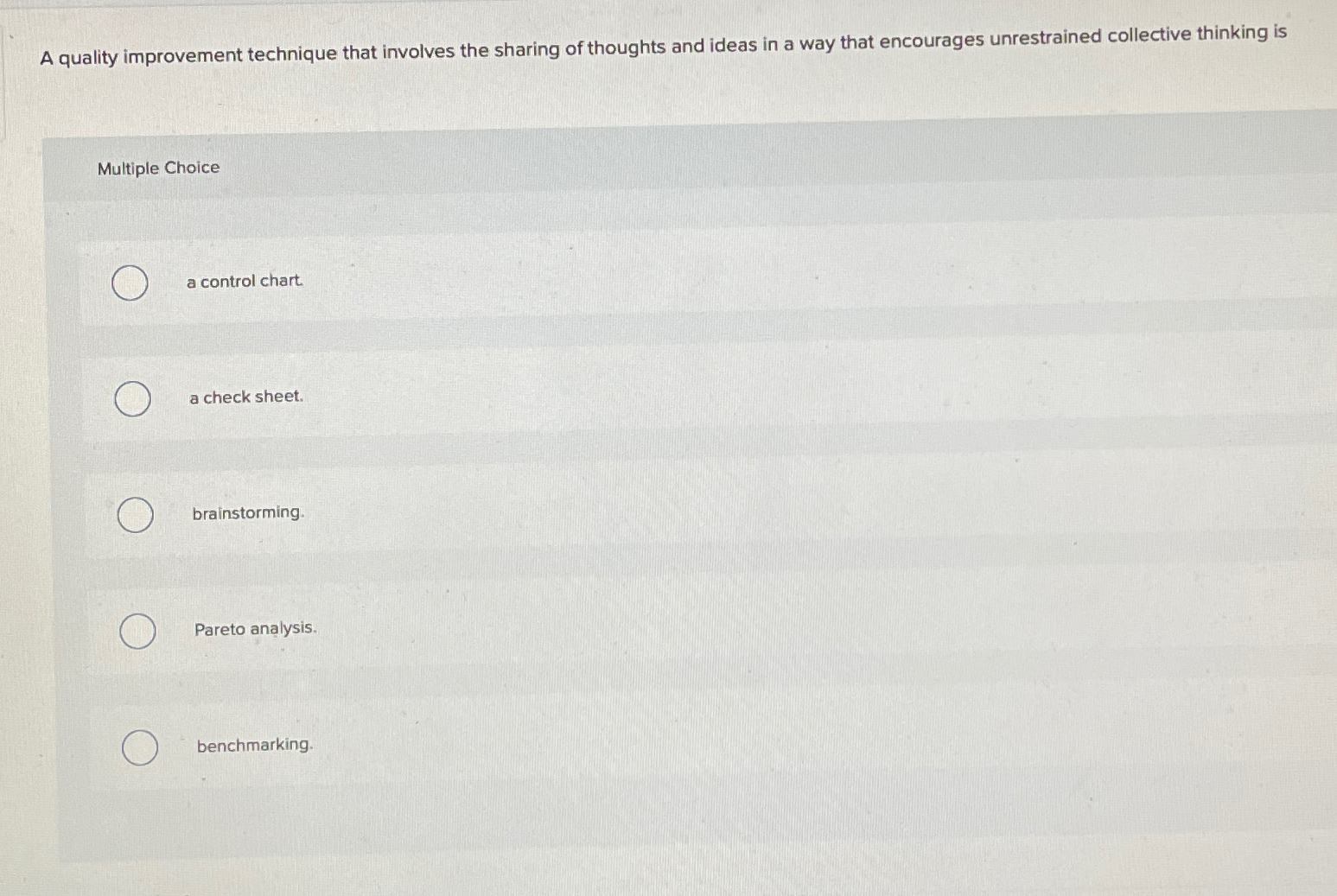 Solved A quality improvement technique that involves the | Chegg.com