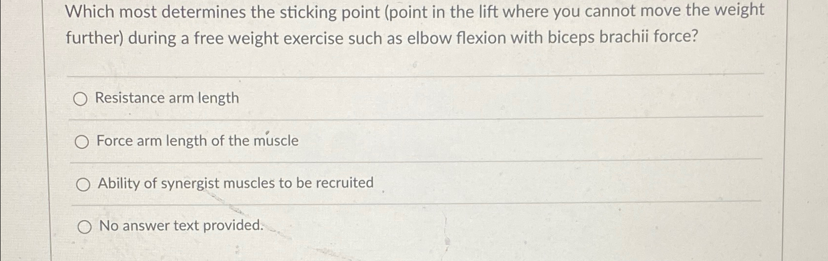 Solved Which most determines the sticking point (point in | Chegg.com