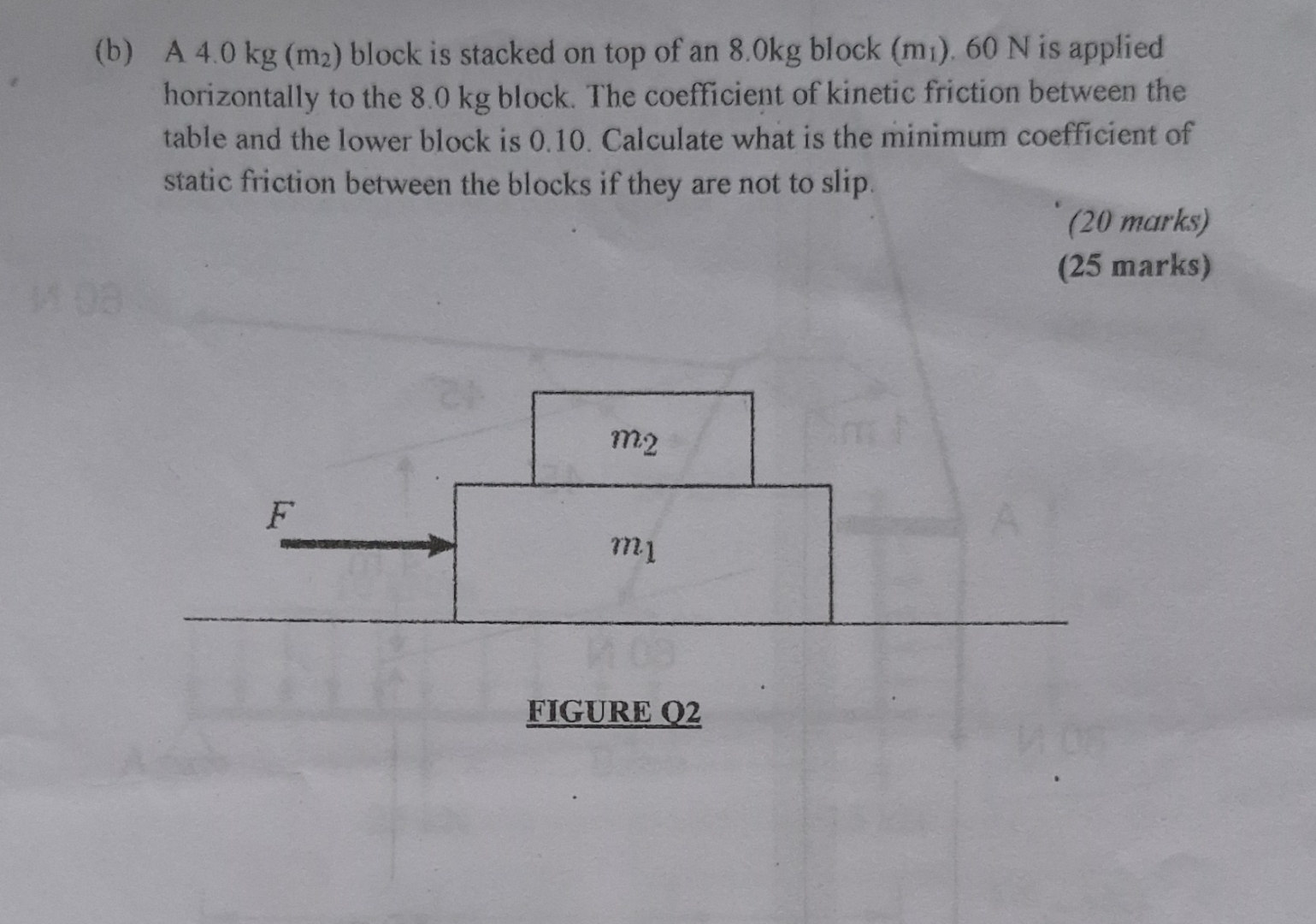 Solved (b) ﻿A 4.0kg(m2) ﻿block is stacked on top of an 8.0 | Chegg.com