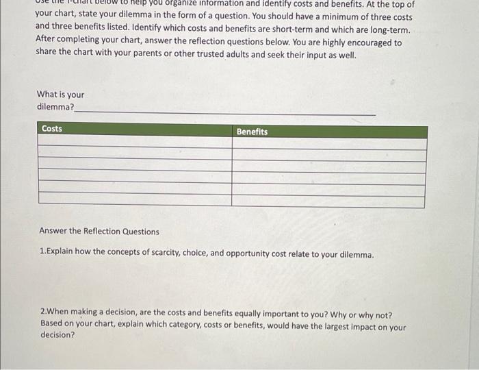 Solved help you organize information and identify costs and | Chegg.com