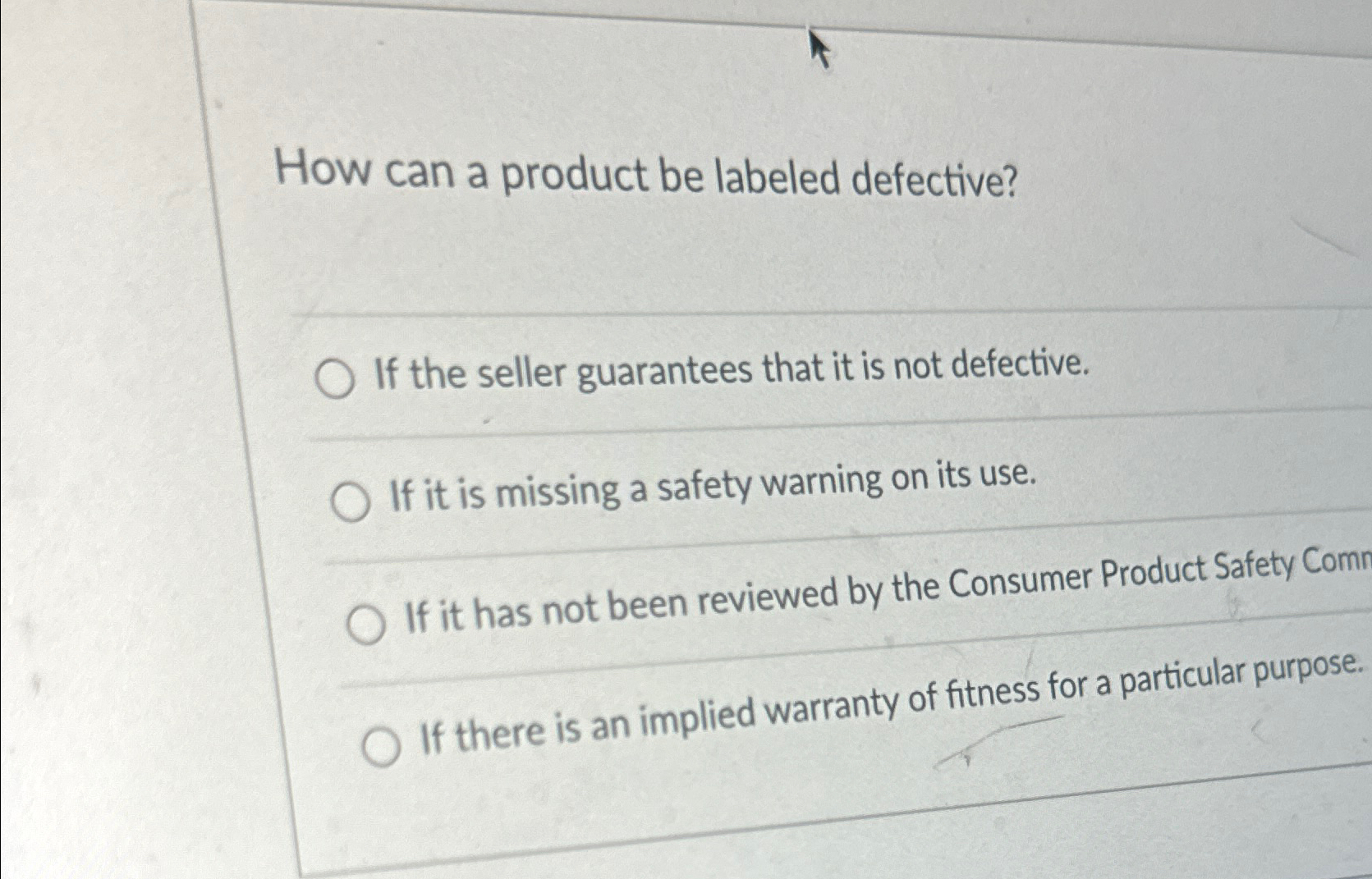 Solved How can a product be labeled defective?If the seller | Chegg.com