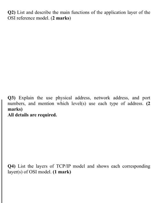 Solved Q2) List and describe the main functions of the | Chegg.com