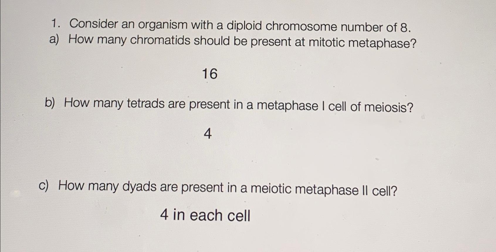 Solved Consider an organism with a diploid chromosome number | Chegg.com