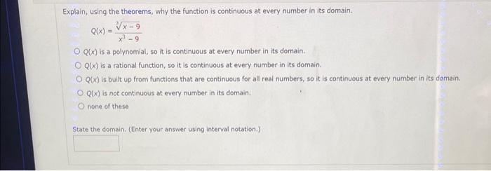 Solved Explain, using the theorems, why the function is | Chegg.com