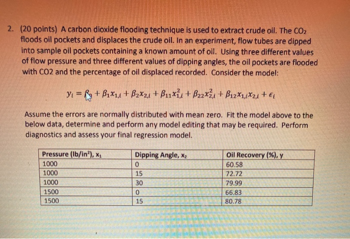 Solved 2. (20 points) A carbon dioxide flooding technique is | Chegg.com
