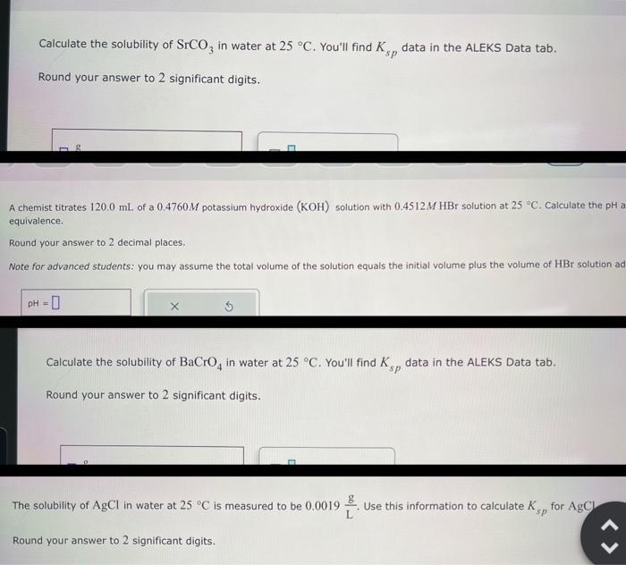 Solved Calculate the solubility of SrCO3 in water at 25∘C. | Chegg.com