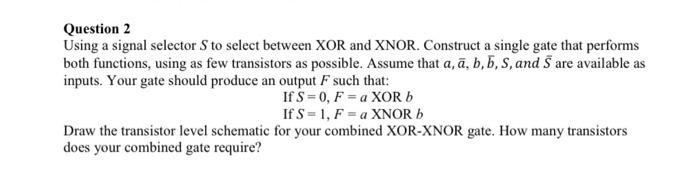 Solved Question 2 Using a signal selector S to select | Chegg.com
