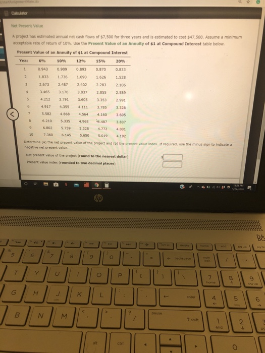 Solved Calculator Net Present Value A project has estimated | Chegg.com