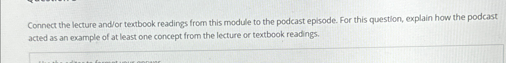 Solved Connect the lecture and/or textbook readings from | Chegg.com