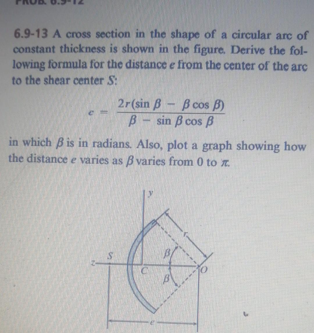 Solved 6.9-13 A cross section in the shape of a circular arc | Chegg.com