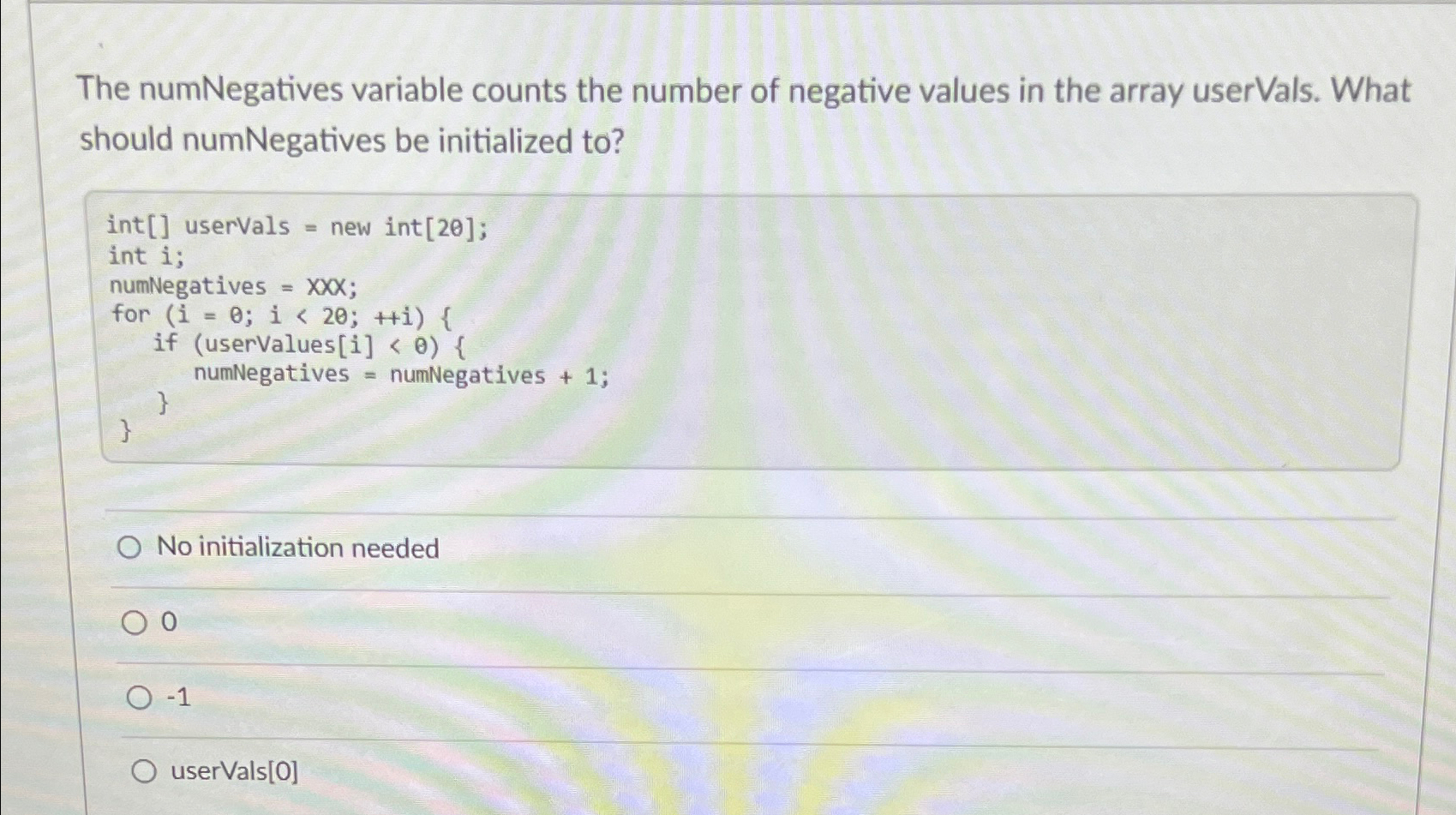 Solved The numNegatives variable counts the number of | Chegg.com