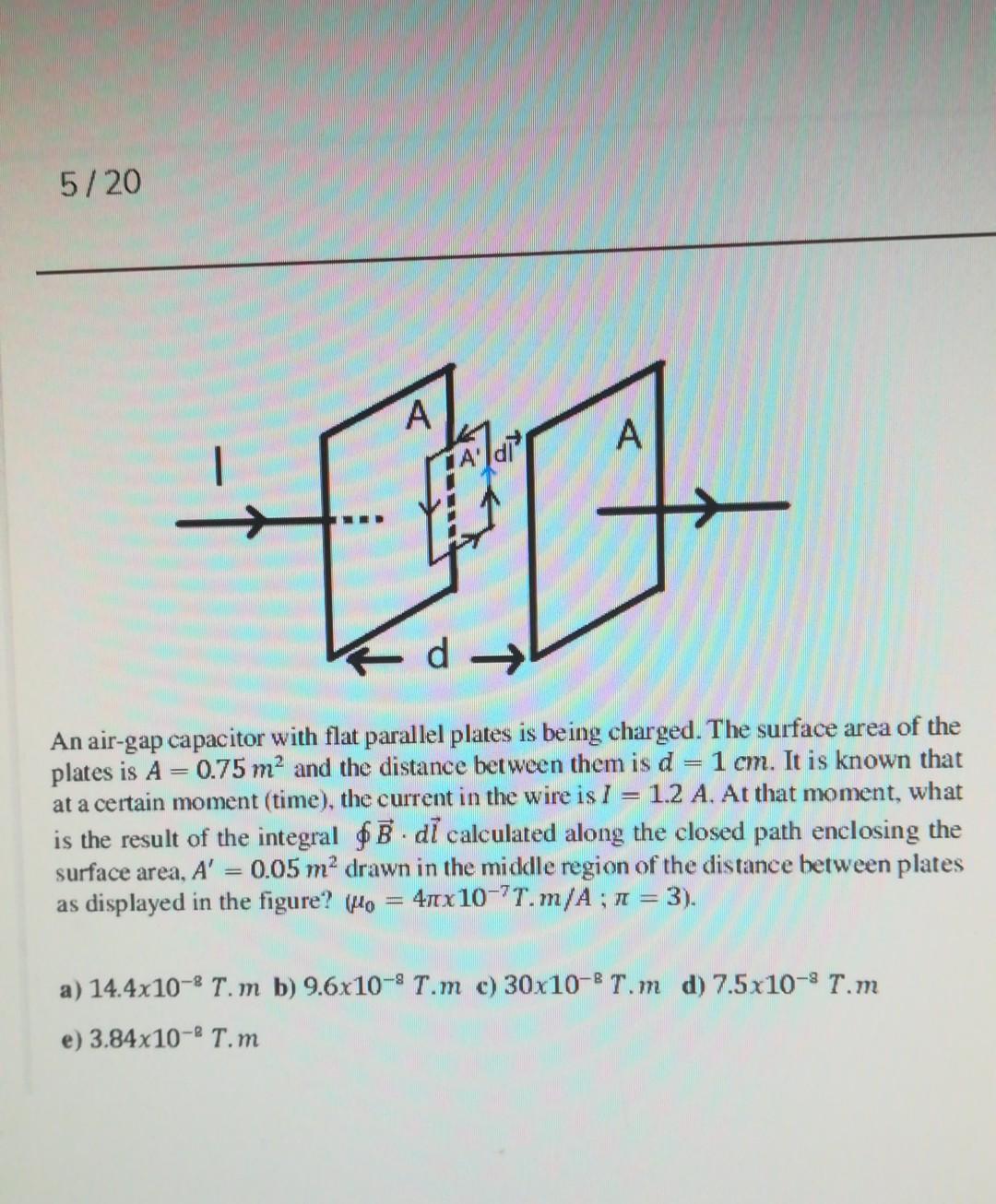 Solved 5/20 A A AT d> An air-gap capacitor with flat | Chegg.com