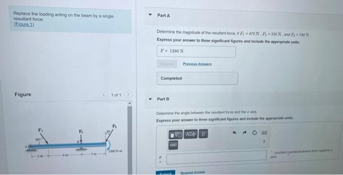 [Solved]: Replace the loading acting on the beam by a singl