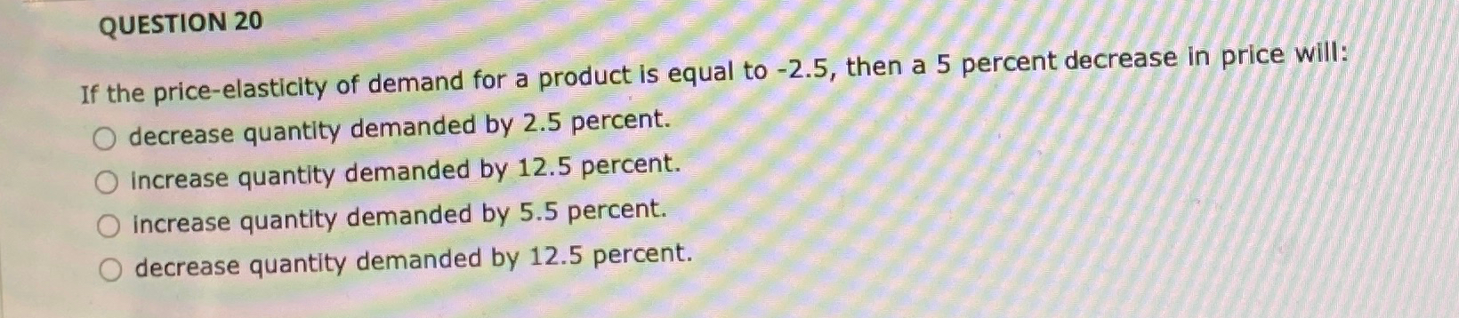 Solved QUESTION 20If the price-elasticity of demand for a | Chegg.com