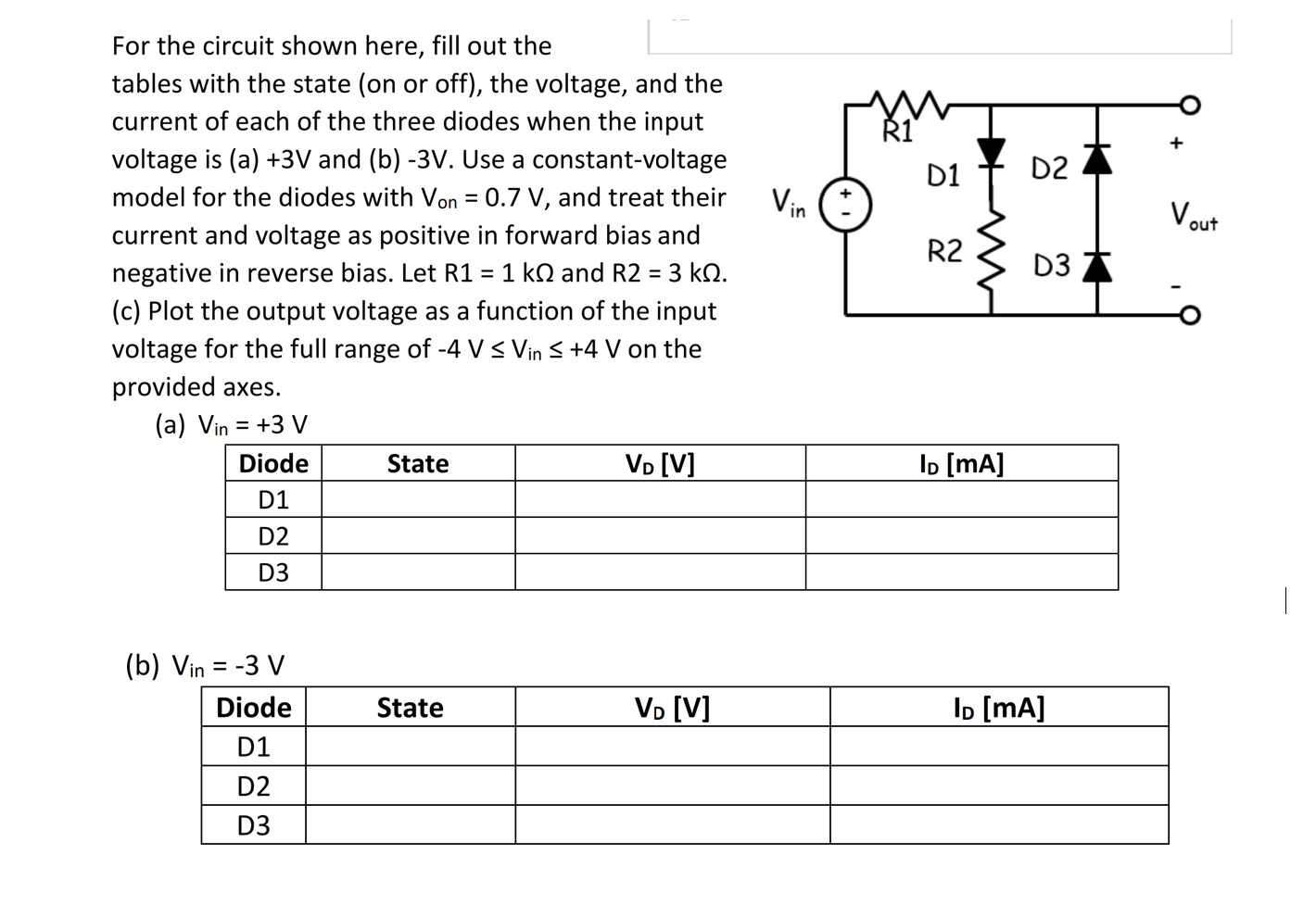 Solved For the circuit shown here, fill out thetables with | Chegg.com