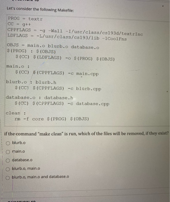 Solved Let's consider the following Makefile: PROG textr CC | Chegg.com