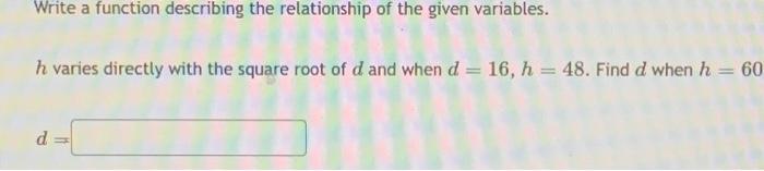 Solved Write A Function Describing The Relationship Of The