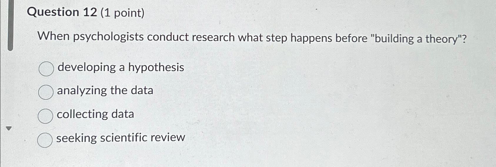 Question 12 (1 ﻿point)When psychologists conduct | Chegg.com