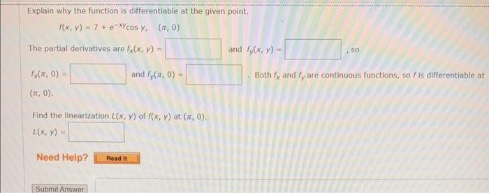 Solved Explain why the function is differentiable at the | Chegg.com
