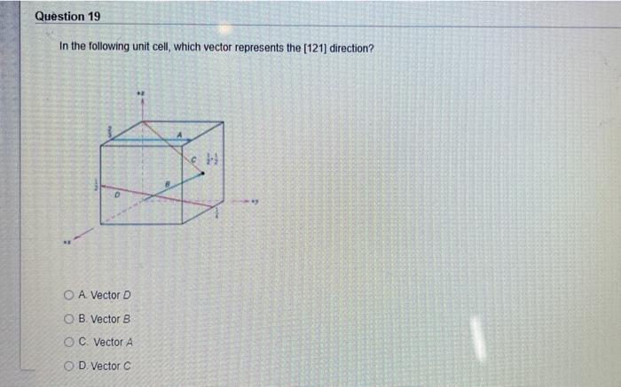 Question 19 In the following unit cell, which vector | Chegg.com
