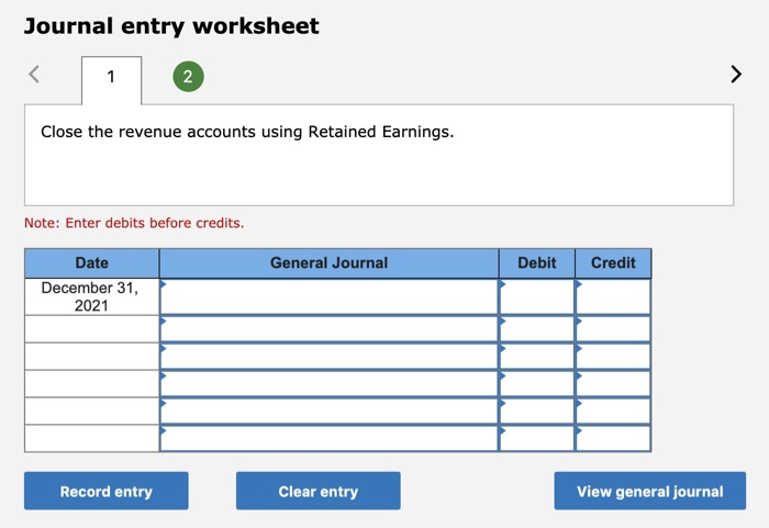 Solved Journal entry worksheet Close the revenue accounts | Chegg.com