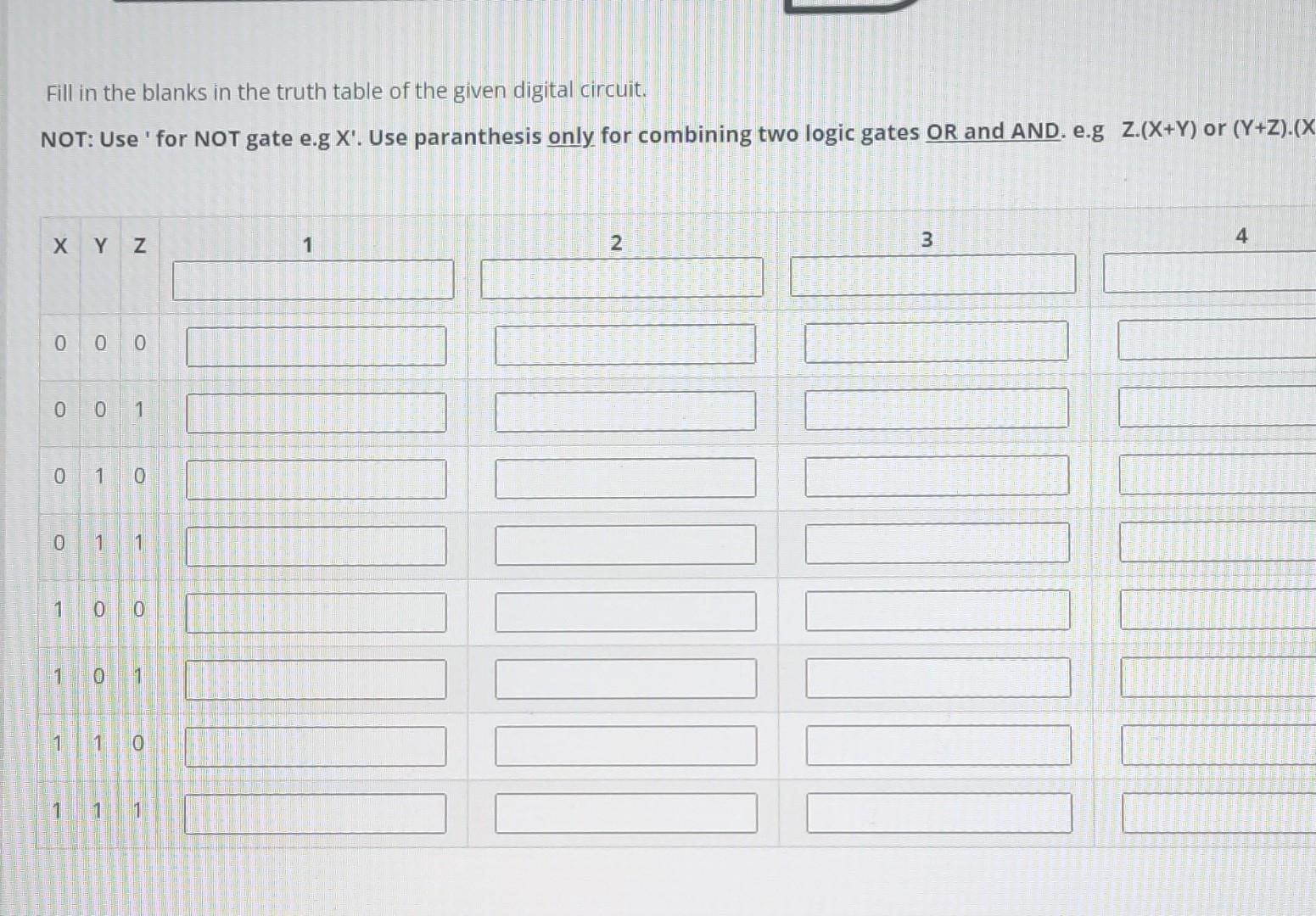 Fill in the blanks in the truth table of the given | Chegg.com
