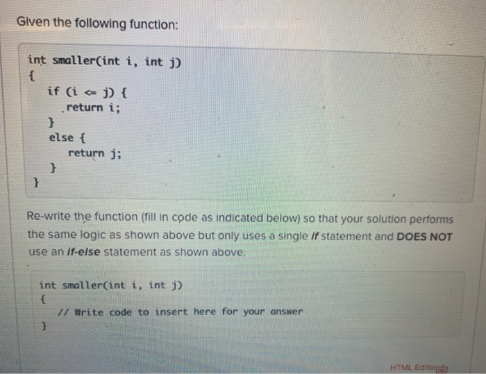 Solved Given The Following Function Int Smallerint I Int 7840