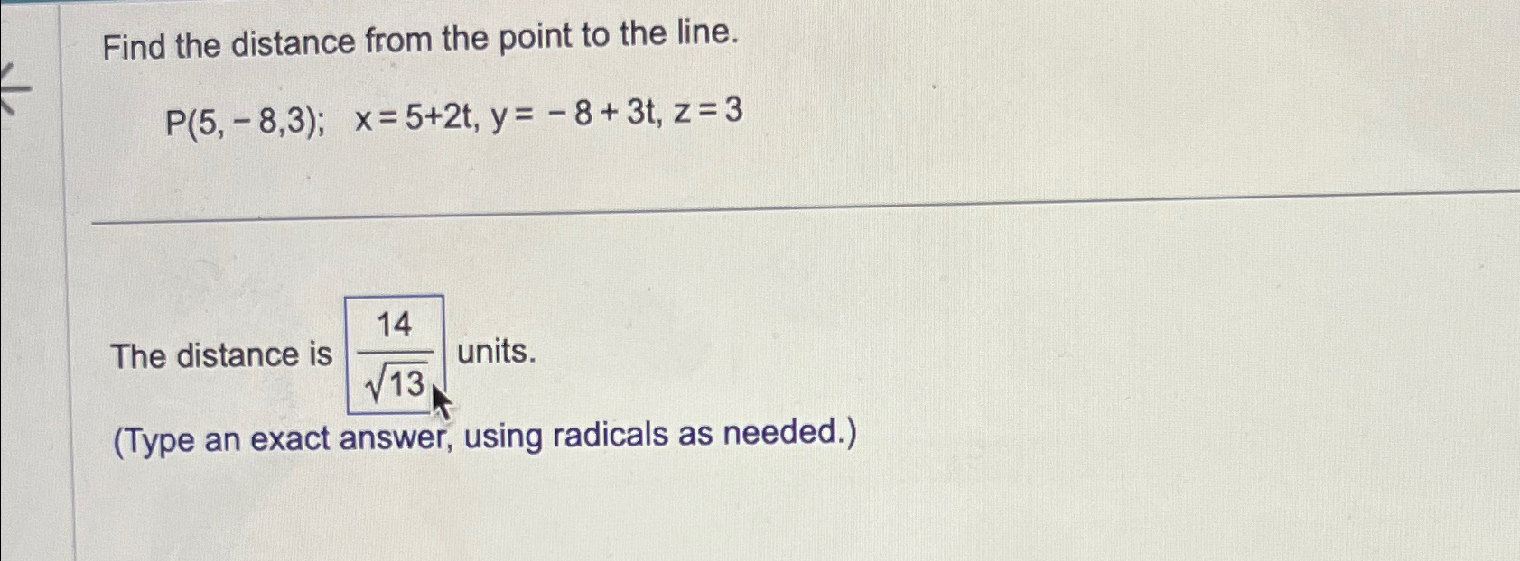 Solved Find the distance from the point to the | Chegg.com