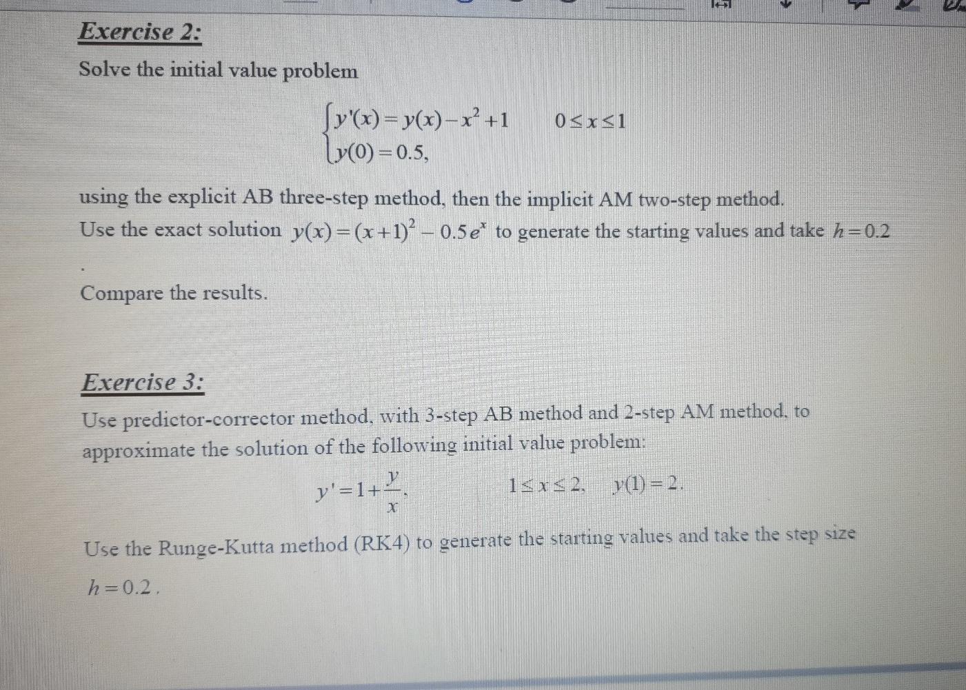 Solved Multistep Method for solving IVP Exercise 1: Use AB | Chegg.com