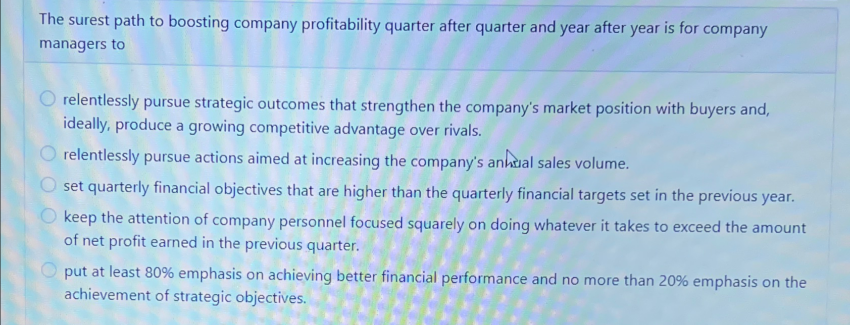 Solved The surest path to boosting company profitability | Chegg.com