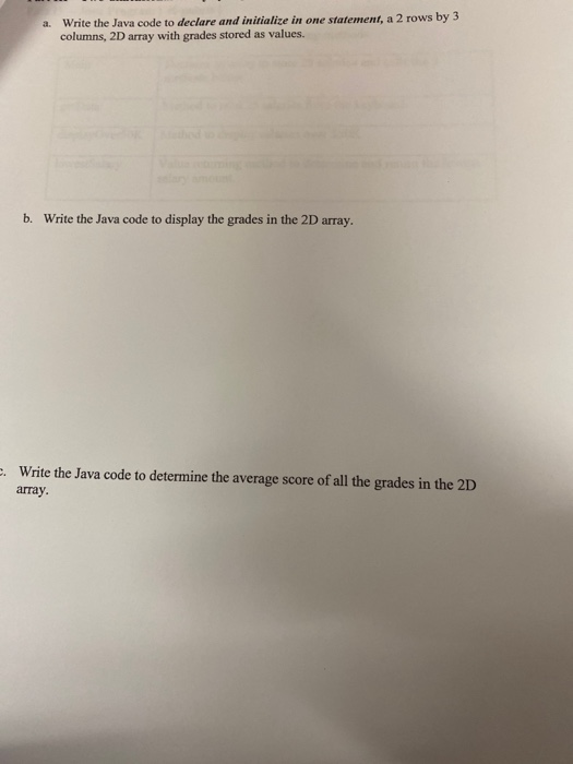 Solved a. Write the Java code to declare and initialize in | Chegg.com