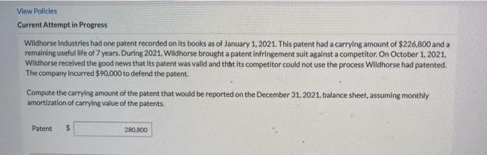 Solved View Policies Current Attempt in Progress Wildhorse | Chegg.com