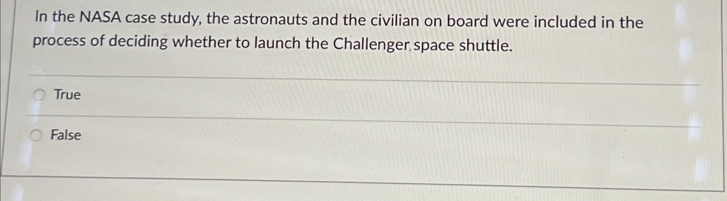 Solved In the NASA case study, the astronauts and the | Chegg.com