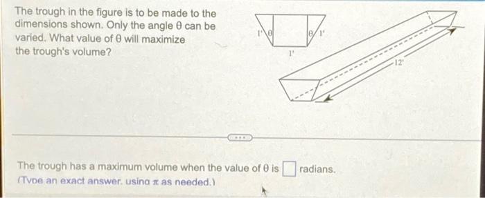 Solved The trough in the figure is to be made to the | Chegg.com