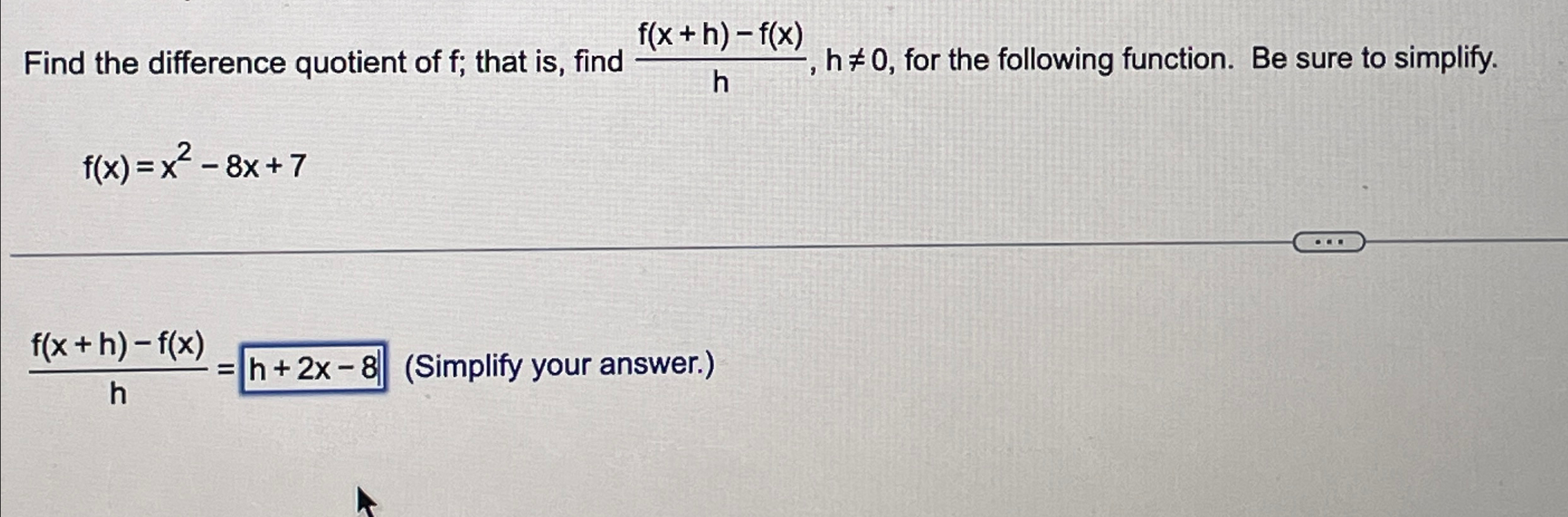 Solved Find the difference quotient of f; that is, ﻿find | Chegg.com