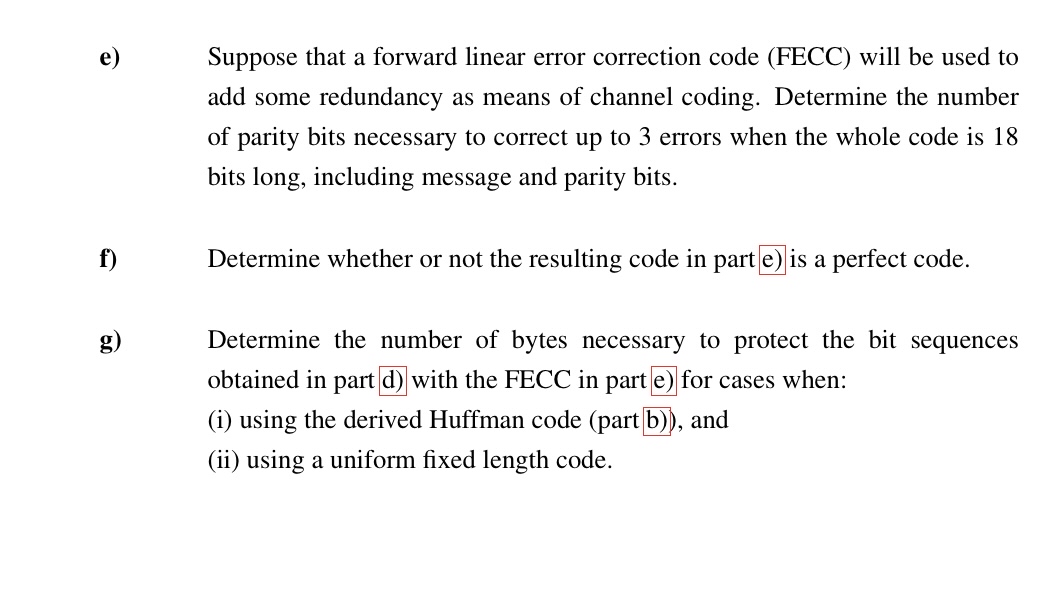 Solved e) ﻿Suppose that a forward linear error correction | Chegg.com