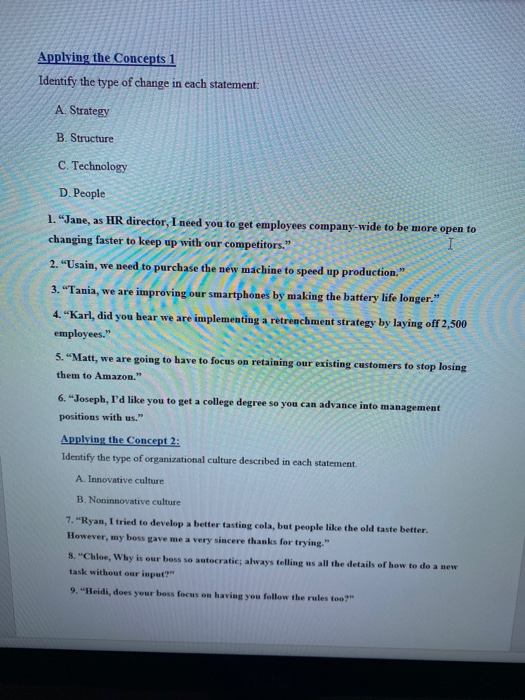 Solved Applying the Concepts 1 Identify the type of change | Chegg.com